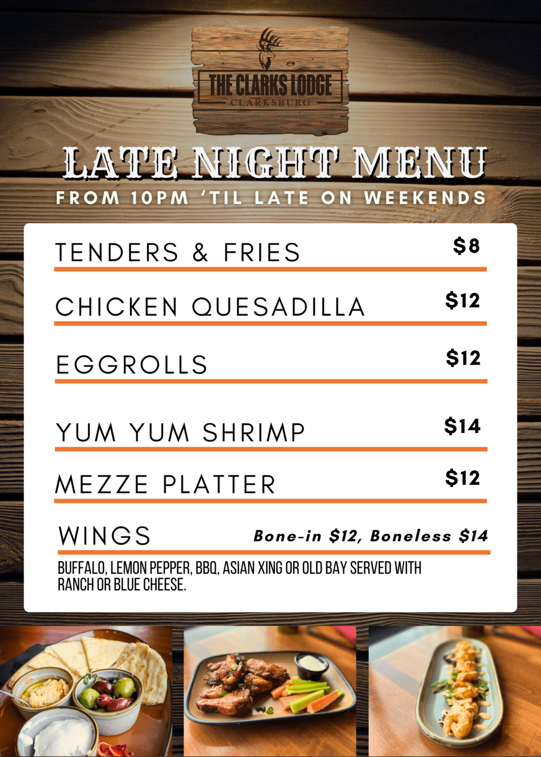 Menu - The Clarks Lodge