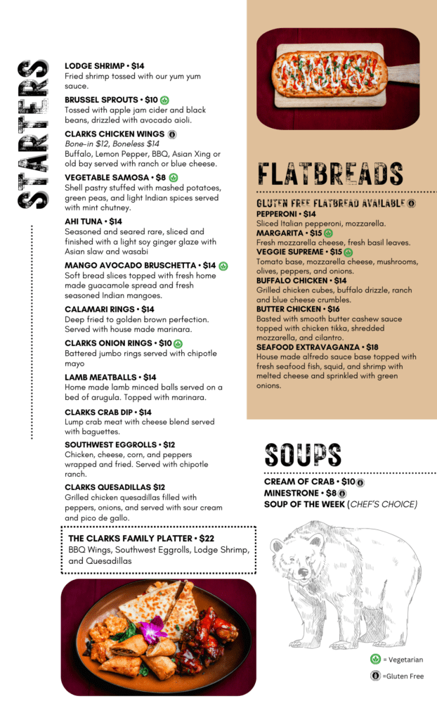 Menu - The Clarks Lodge