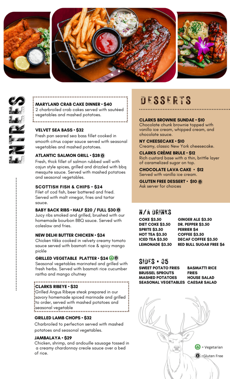 Menu - The Clarks Lodge