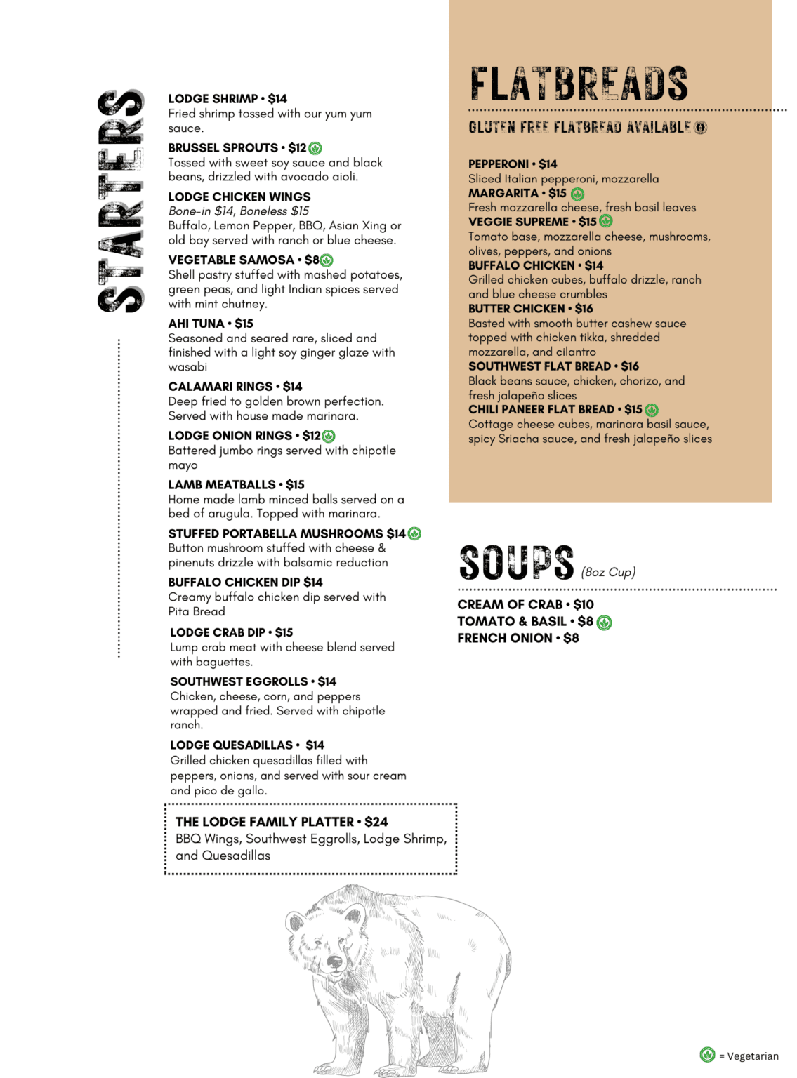 Menu - The Clarks Lodge