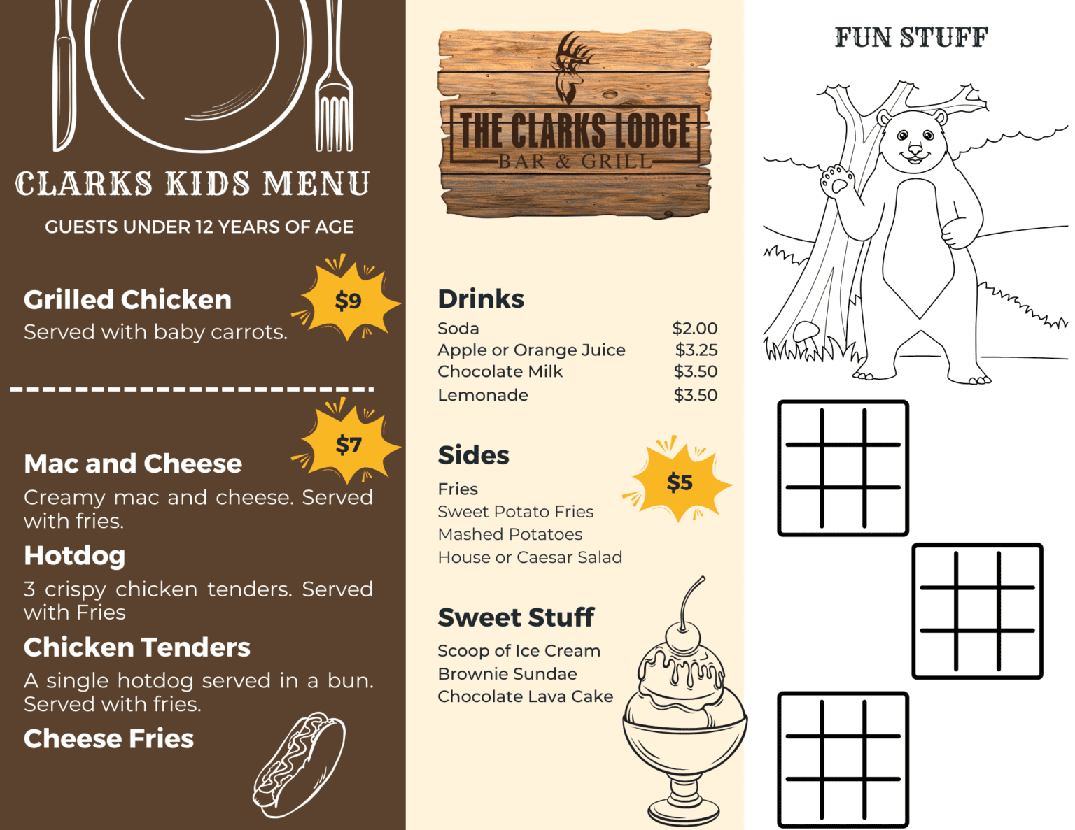 Menu - The Clarks Lodge