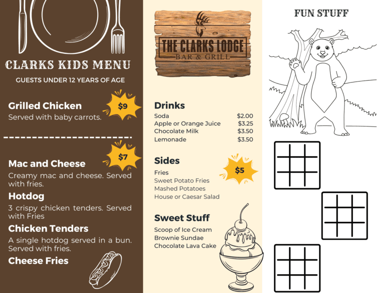 Menu - The Clarks Lodge