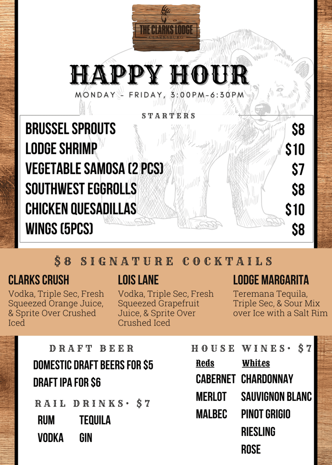 Menu - The Clarks Lodge